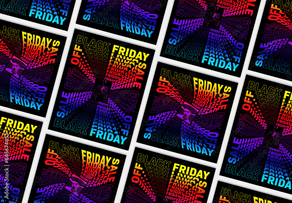 Stacked Typography Social Media Post Collection Layout Stock Template ...