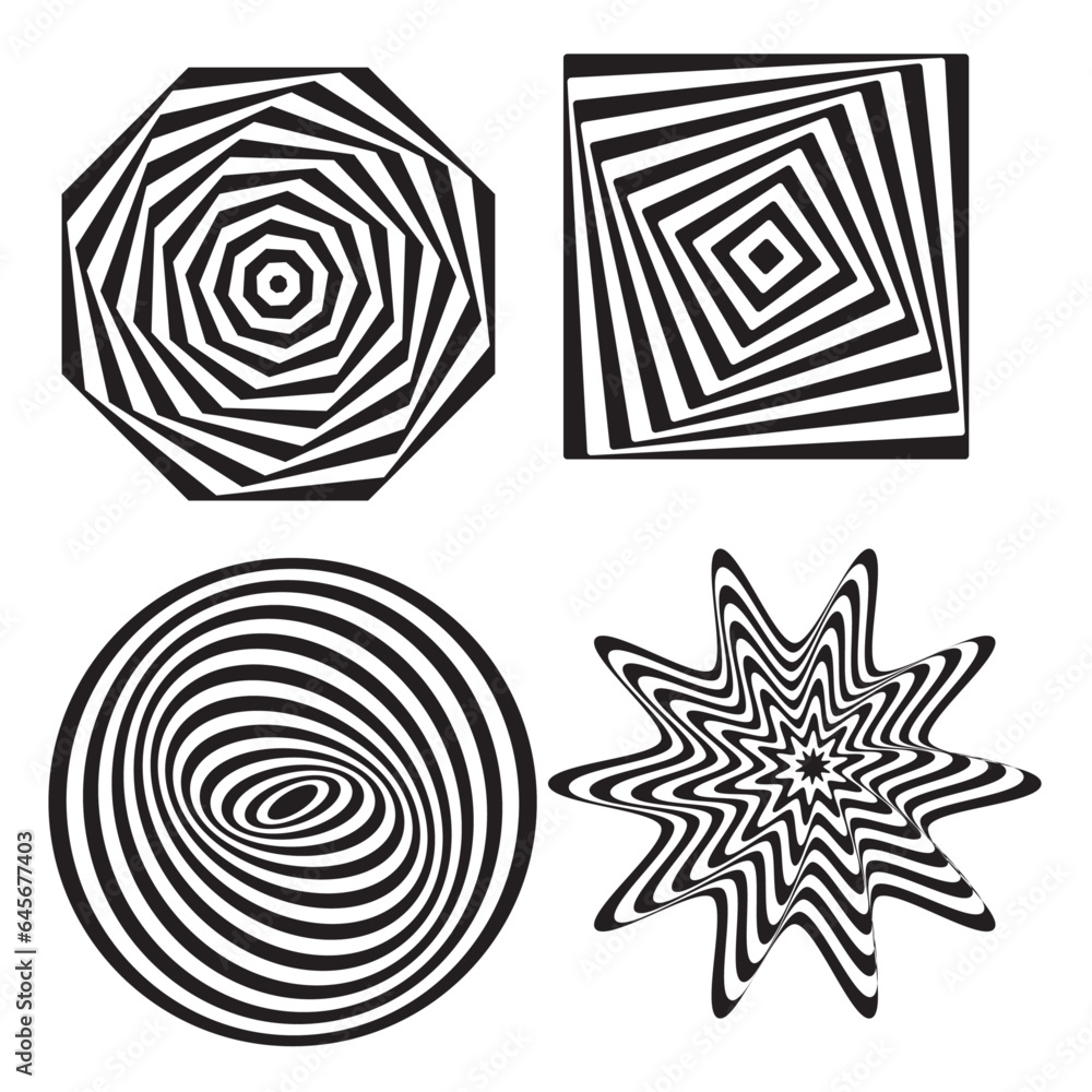 Op Art Black And White Optical Illusion Stock Vector Adobe Stock