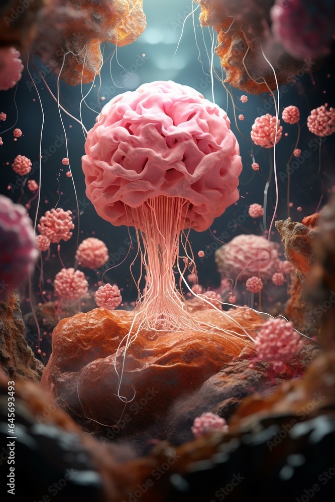 3d illustration of cancer cells growing in a human body. Stock Photo ...
