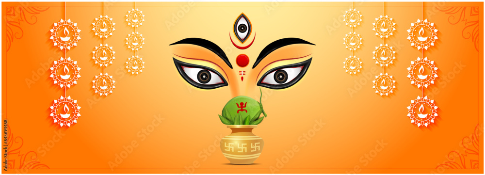 indian festival happy durga puja creative banner background design with ...