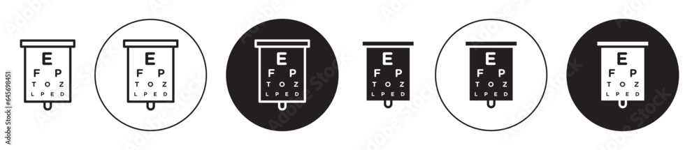 Eye Test Chart vector icon set. ophthalmologist eye visual test chart ...
