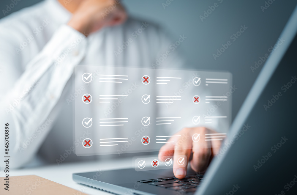 Check marks on checklist and fill out online form or answer questions ...