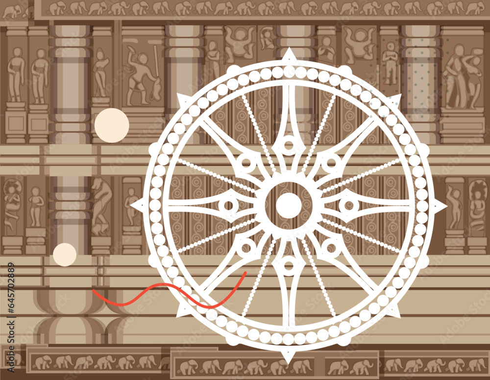 Konark Wheel - Sun Temple - Odisha - Icon Stock Vector | Adobe Stock