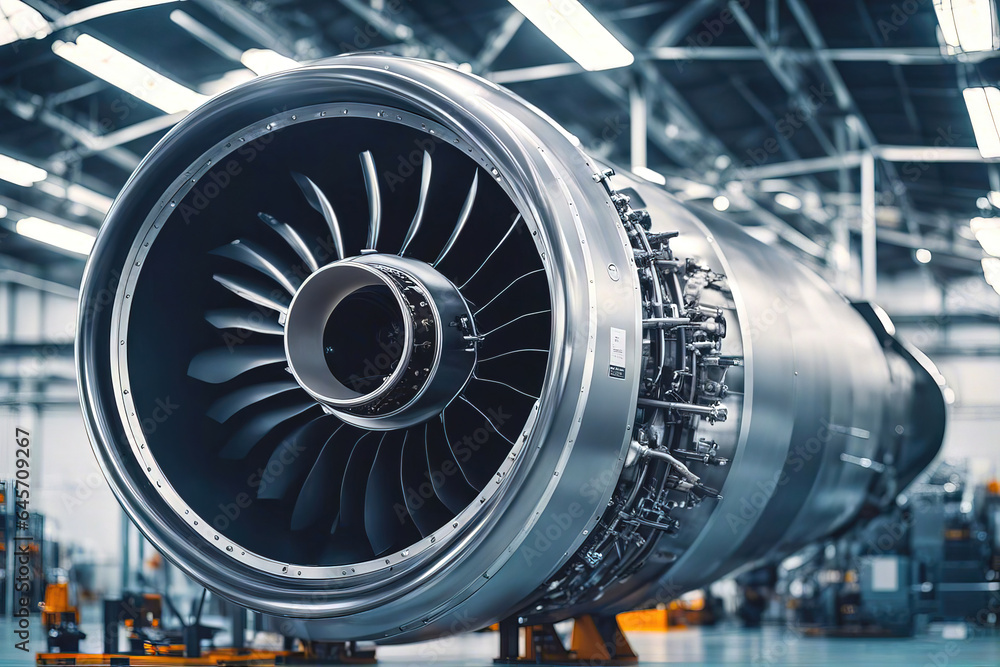 Modern turbojet engine, detailed technology turbine jet engine ...