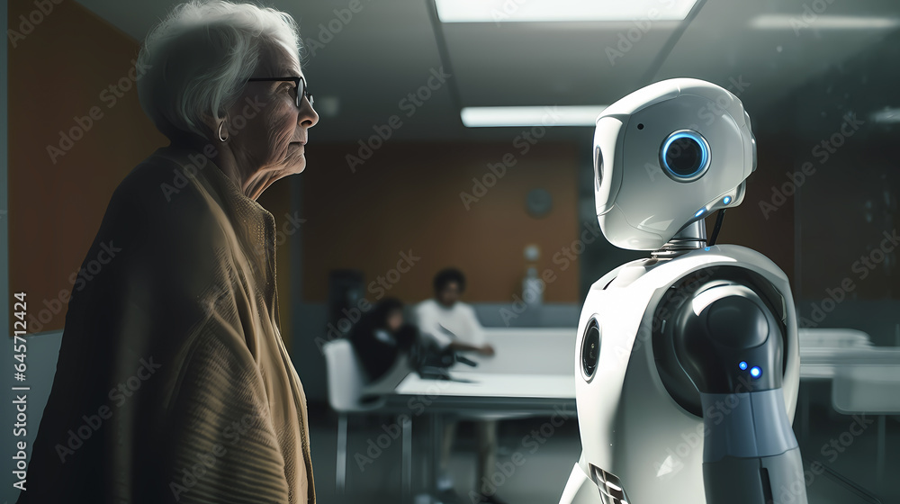 Elderly Care Robot In Intelligent Hospital Concept Ai Artificial