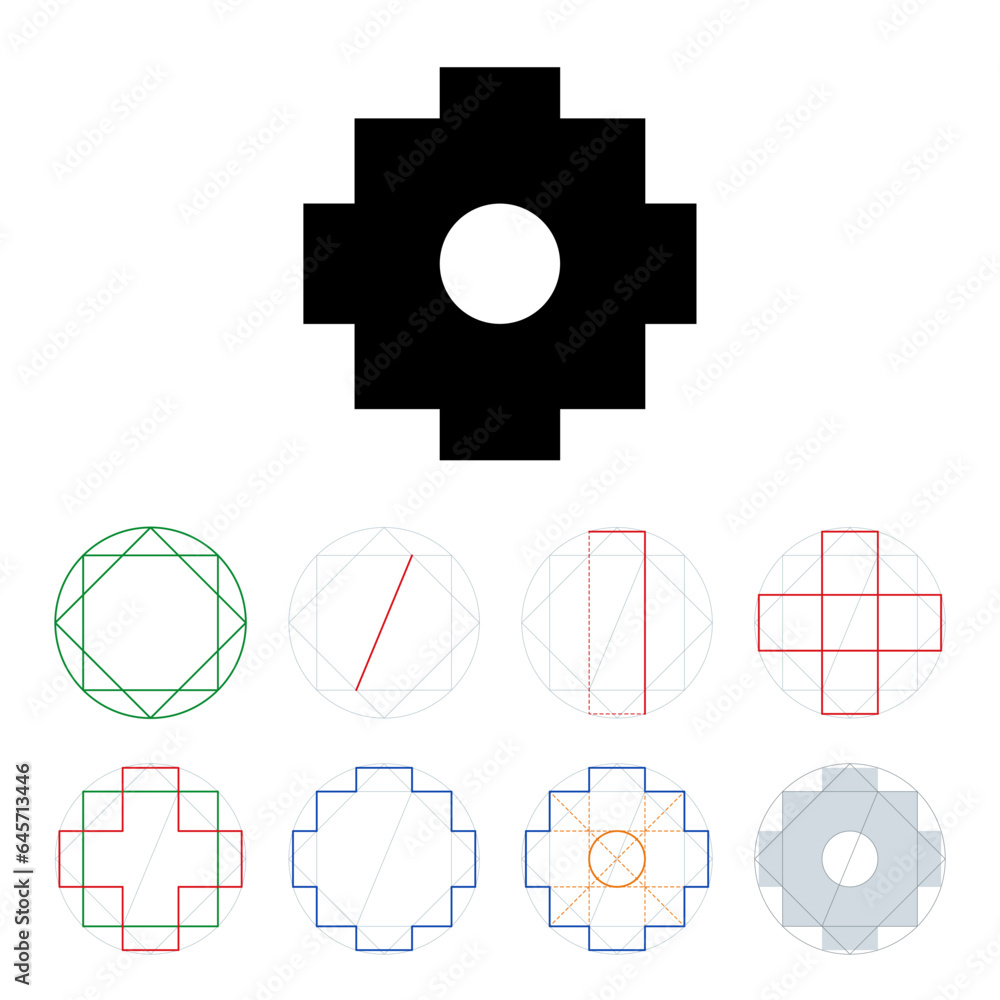 Construction of a Chakana, Andean cross and stepped cross motif. Step ...
