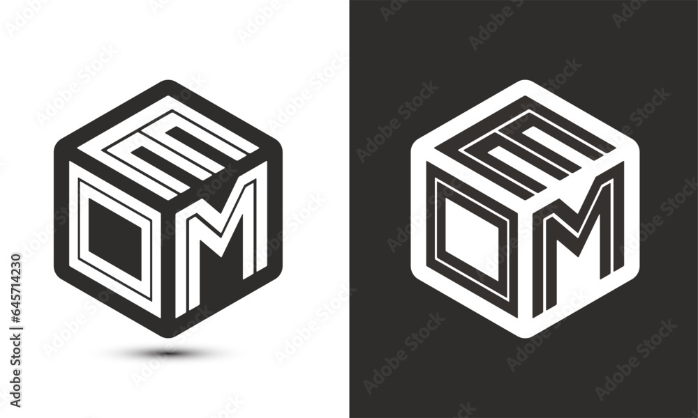 EOM letter logo design with illustrator cube logo, vector logo modern ...