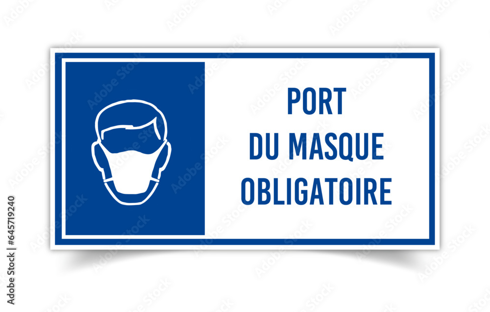 Panneau signalisation encart masque respiratoire obligatoire Stock ...