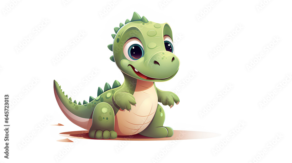 Cute baby Dinosaur t-rex cartoon on white background Stock Illustration ...