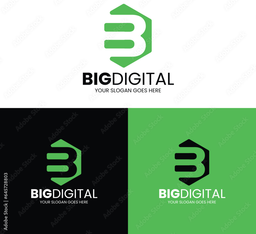B letter logo, b alphabet logo, digital logo, corporate company logo ...
