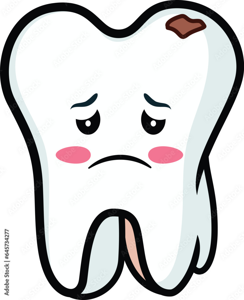 Sad tooth vector mascot illustration , unhappy sad tooth icon symbol ...