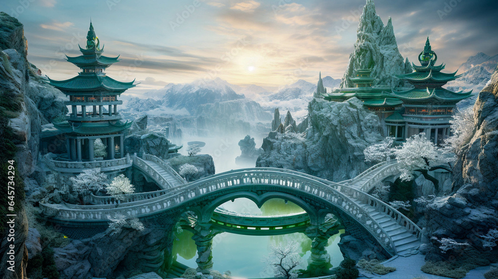 Fantasy Chinese Temple of Pure Jade. Magical Pure Jade Architecture ...