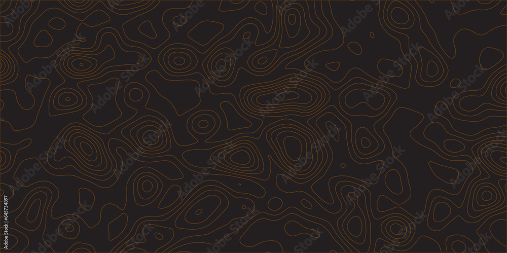 Abstract black background with gold Topographic line map pattern ...