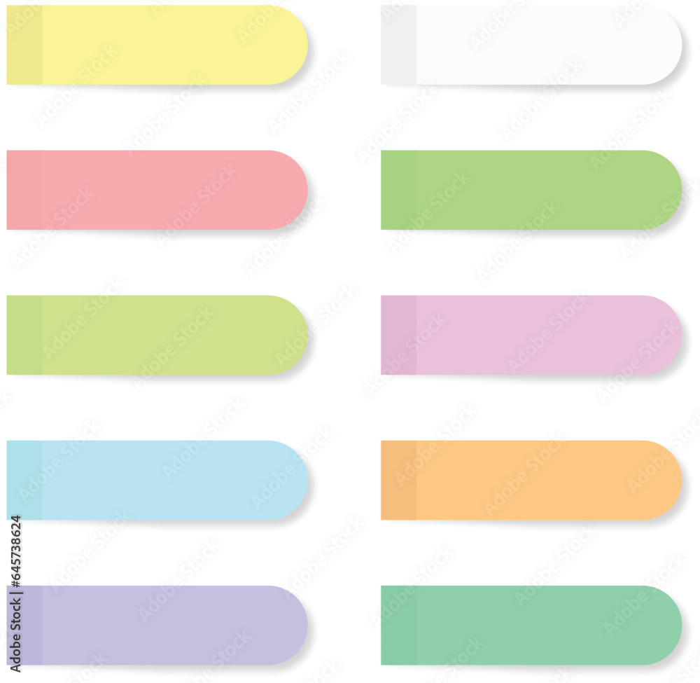 Post it notes icons vector set. Set of different colored sheets of note ...
