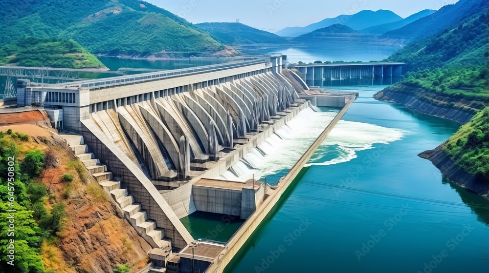 Hydroelectric power station, concrete arch dam - the largest dam Stock ...