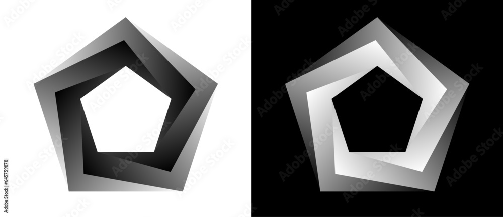 Geometric pentagon shape as modern design element or icon. Black shape ...