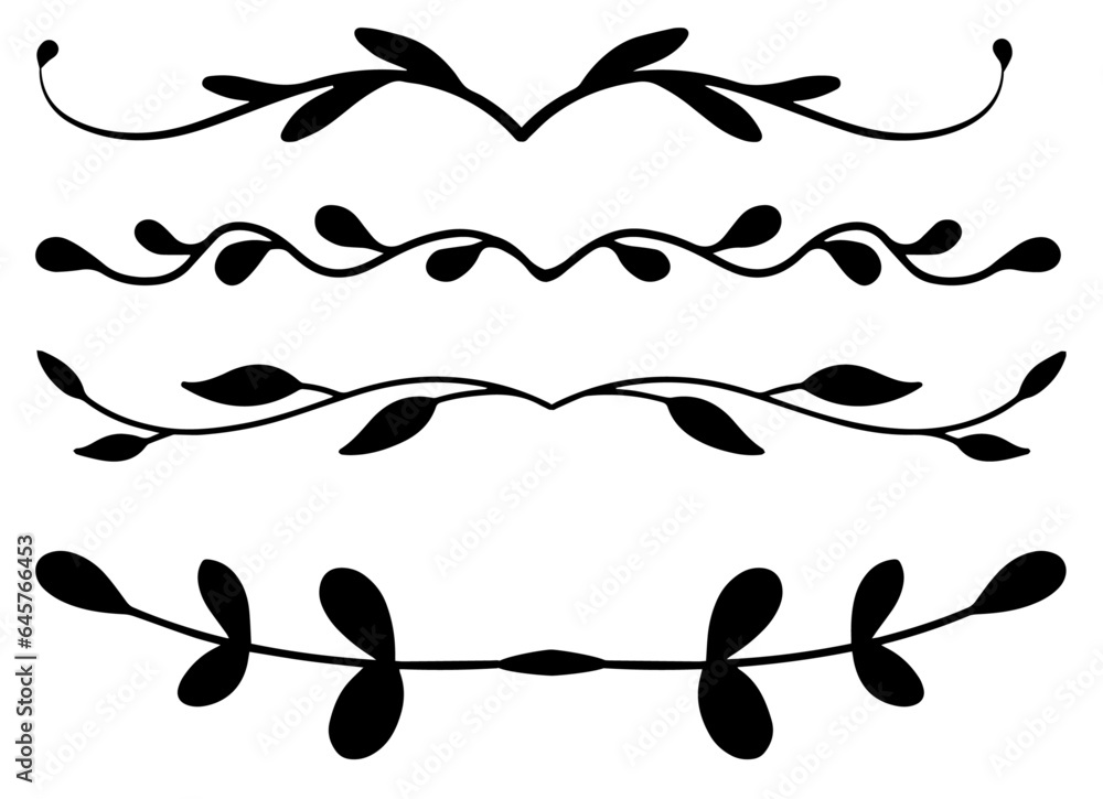 Text Divider thin line icons set. Outline sign border element kit. Page ...