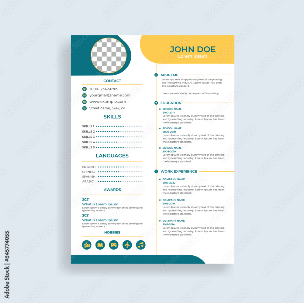 Modern curriculum creative cv template design Stock Vector | Adobe Stock