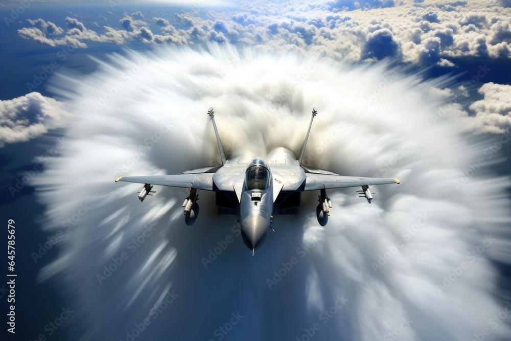 Sonic Boom: Jet Fighter Breaking the Sound Barrier Stock Photo | Adobe ...