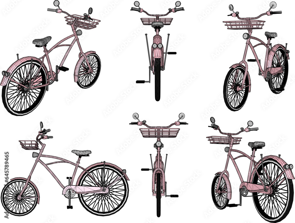 Vector sketch illustration of classic old retro bicycle design for ...