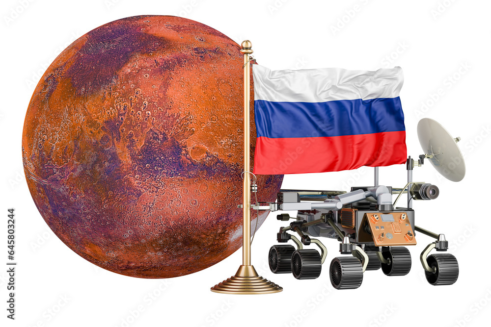 Russian Mars Exploration Program. Planetary rover with Mars and Russian ...