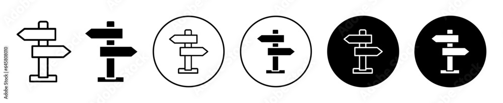 signpost icon. Road side direction pointer symbol. Street signage board ...