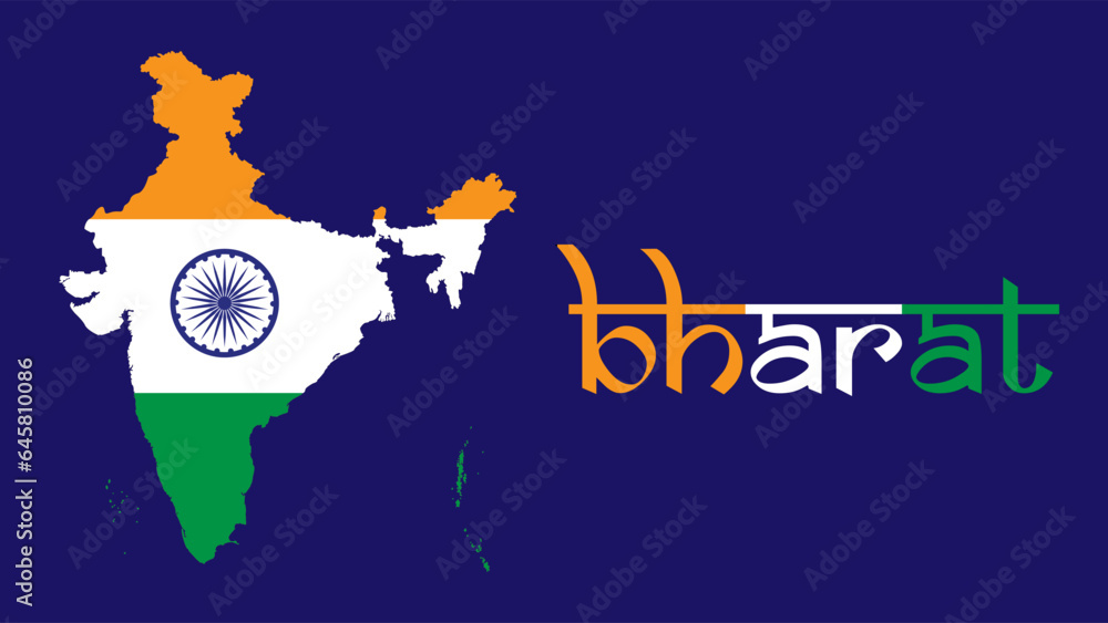 Indian Bharat map embedded with Indian Bharat flag with Bharat text ...