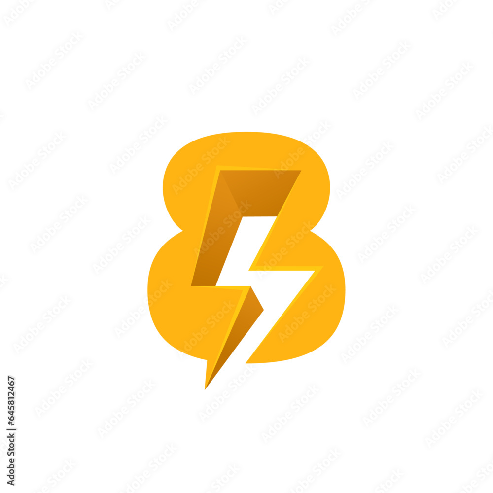 8 logo. Number eight with negative space lightning. Flash vector ...