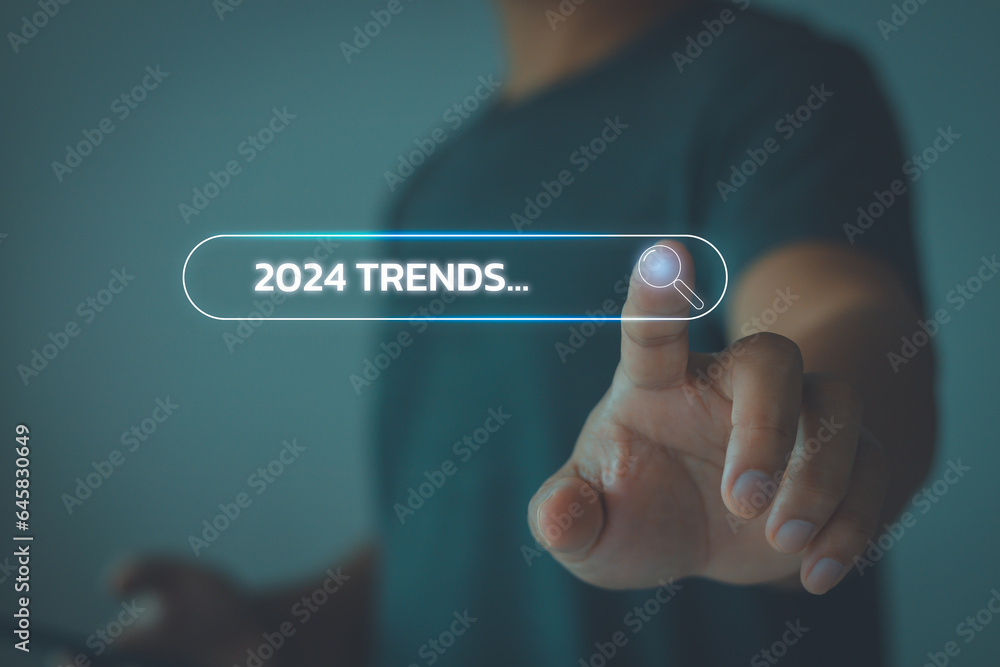 Business people touching to search engine bar with 2024 trends for ...
