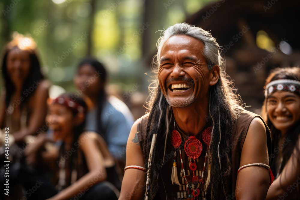 An indigenous community celebrating a language revitalization event ...