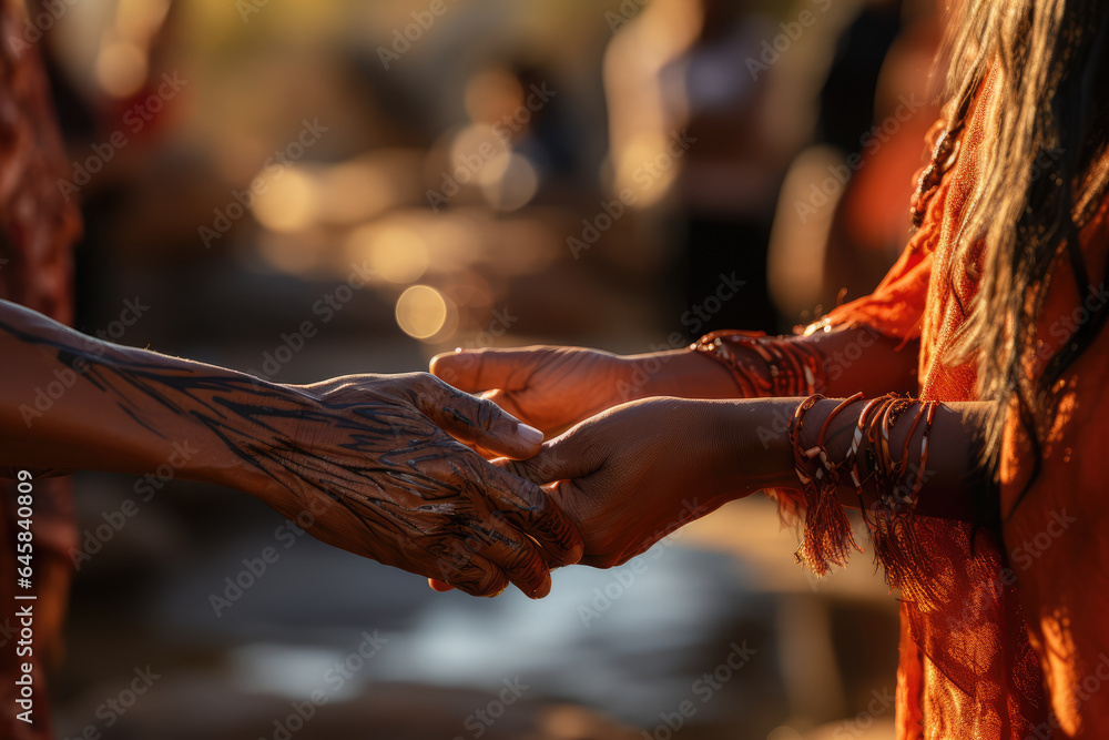 A close-up of a person's hand leading an indigenous language immersion ...