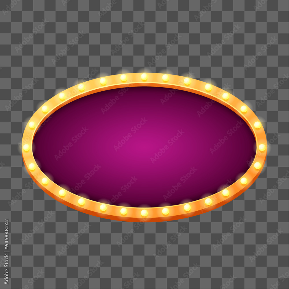 Vector retro billboard or lightbox with board and light bulb frame on ...