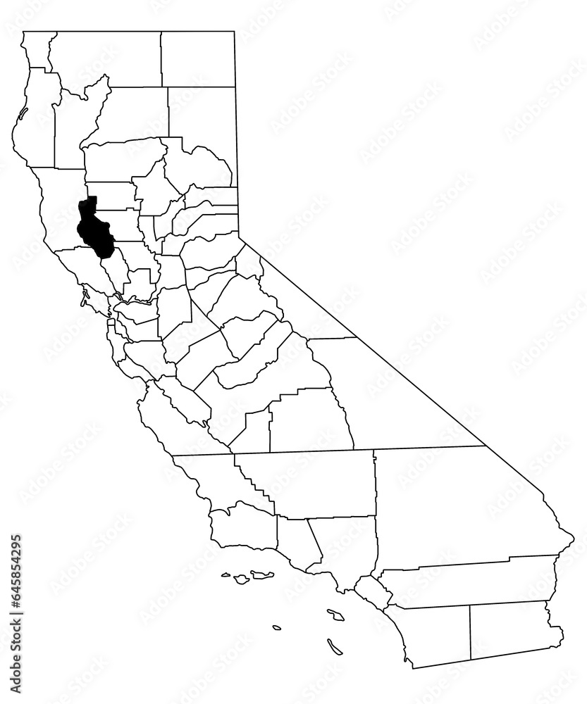 Map of Lake County in California state on white background. single ...