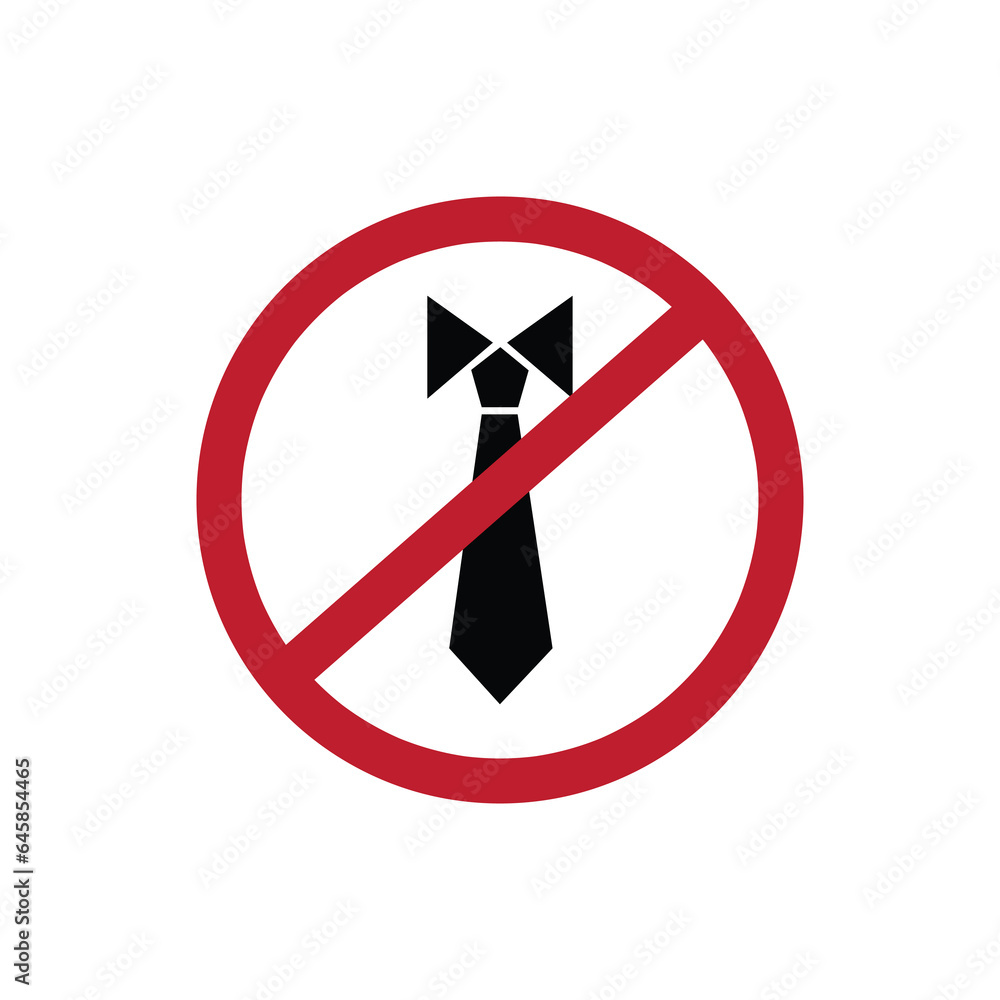 Tie icon in prohibition red circle, dress ban or stop sign, dress code ...