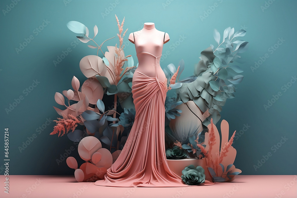 Statue of model mannequin Isometric pastel 3D fashion models and haute ...