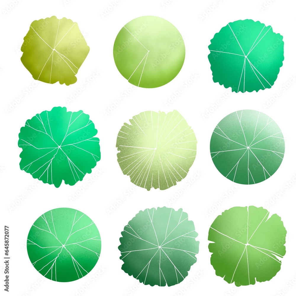 set of tree top view for landscape plan and architecture element. Trees ...