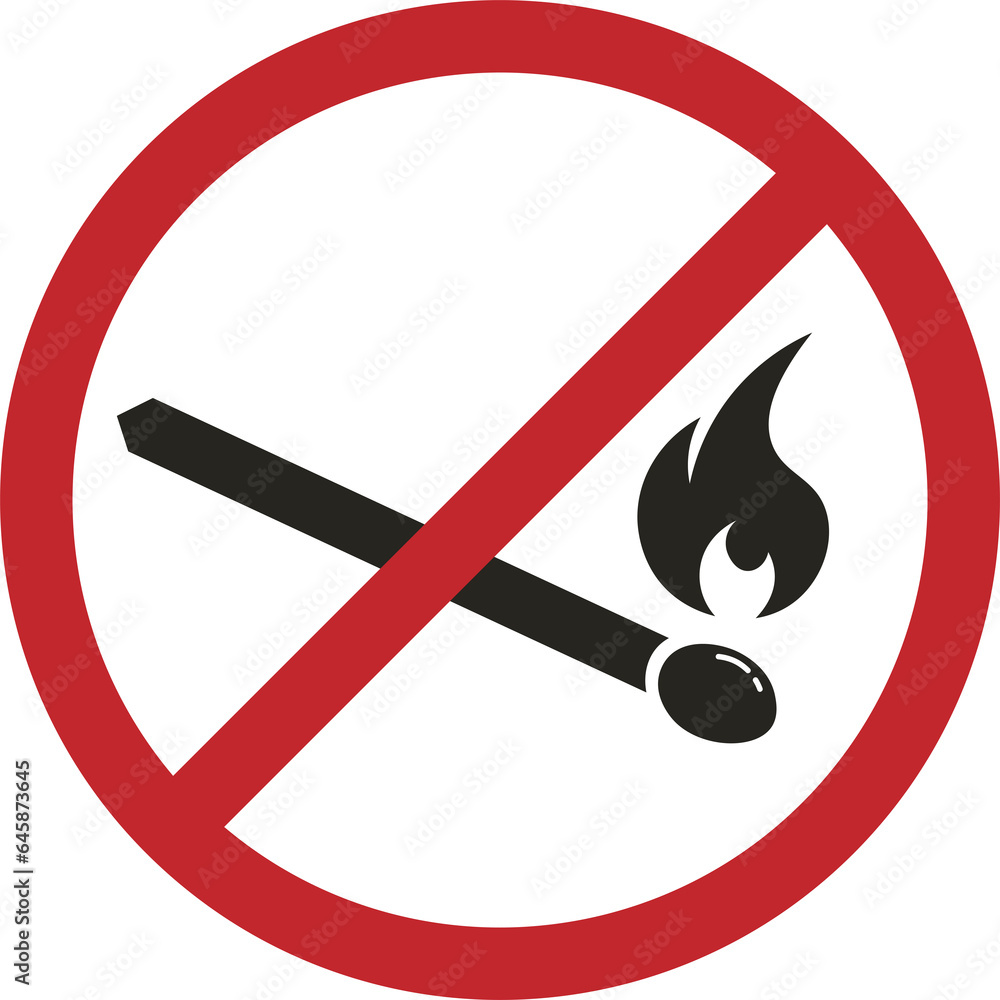 Isolated pictogram safety sign of do not bring fire, flammable material ...