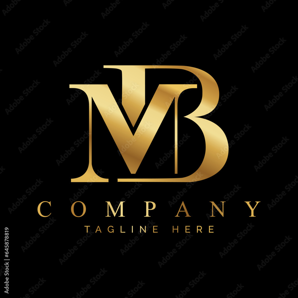MB mb letter design logo logotype icon concept with serif font and ...
