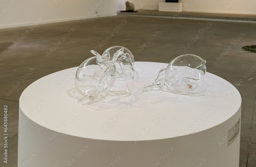 Stylized glass flowers made by a local artist in the famous artists ...