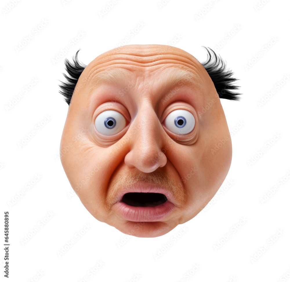 Caricature. A bald man. Tufts of hair. Exaggerated features. Ugly man ...