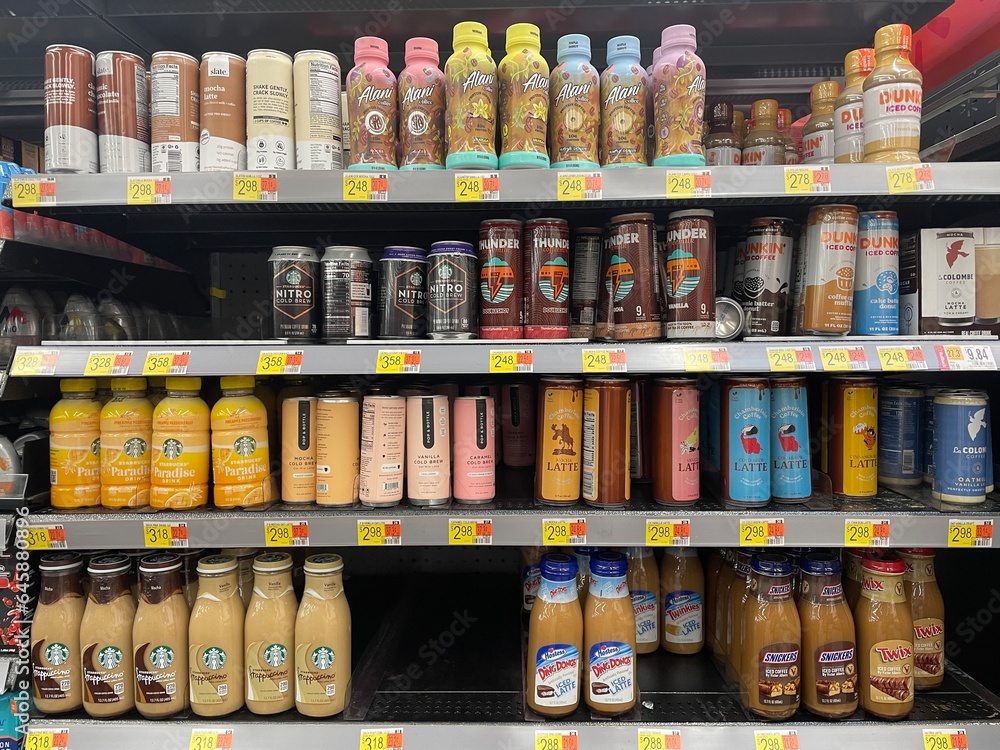 Walmart grocery store interior Starbucks coffee drinks section bottled ...