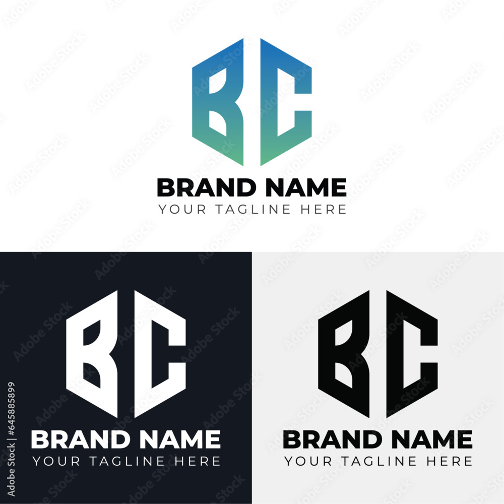 Two letters B C polygon logo design, Double letters polygon letter mark ...