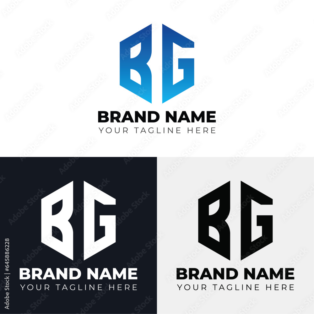 Two letters B G polygon logo design, Double letters polygon letter mark ...