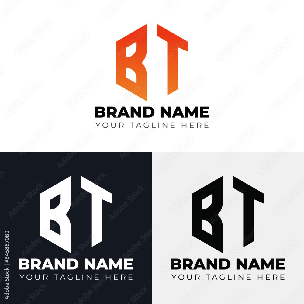 Two letters B T polygon logo design, Double letters polygon letter mark ...
