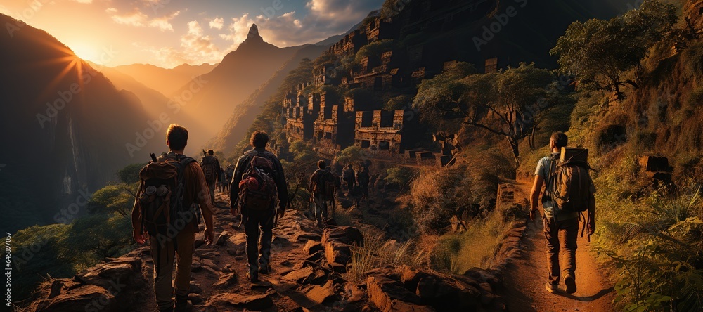 Travelers exploring tourist destinations around the world, capturing ...