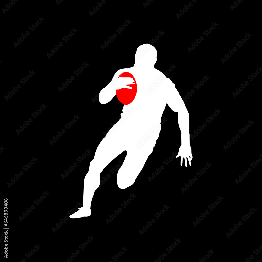 High details of rugby player silhouette. Minimal symbol and logo of ... High details of rugby player silhouette. Minimal symbol and logo of ...
