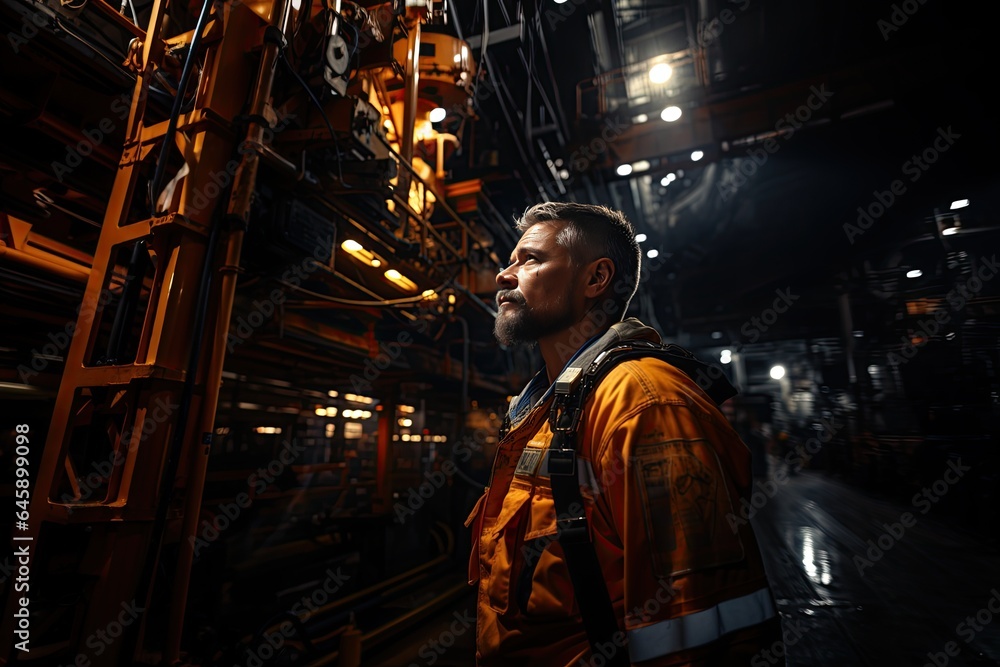 Oil Rig Worker: An oil rig worker operates heavy machinery on a remote ...