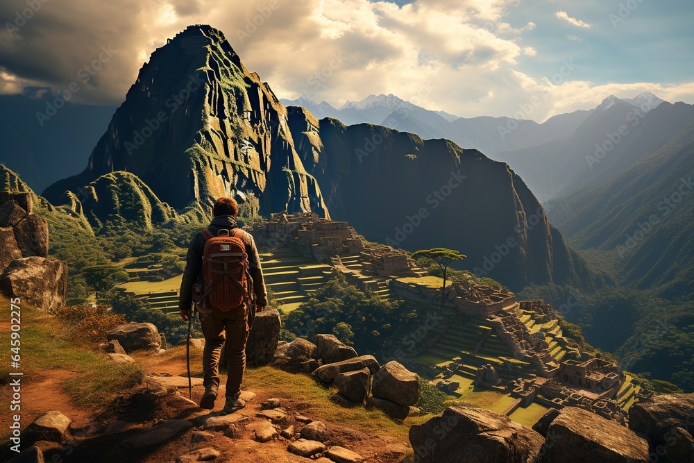 Travelers exploring tourist destinations around the world, capturing ...
