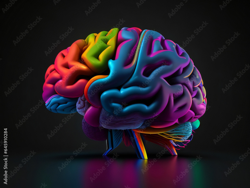 The colorful brain logo bursts with vibrant hues, symbolizing the ...