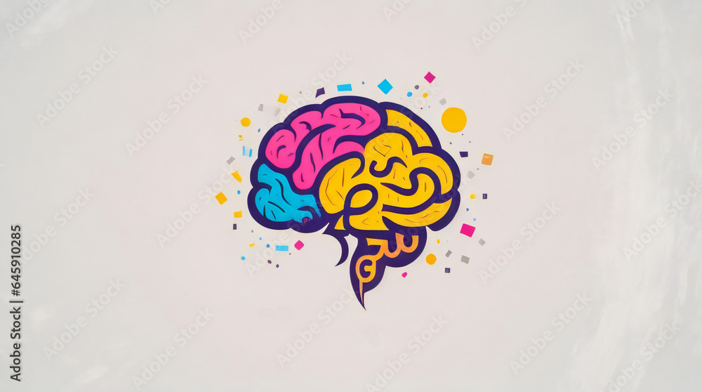 The colorful brain logo bursts with vibrant hues, symbolizing the ...
